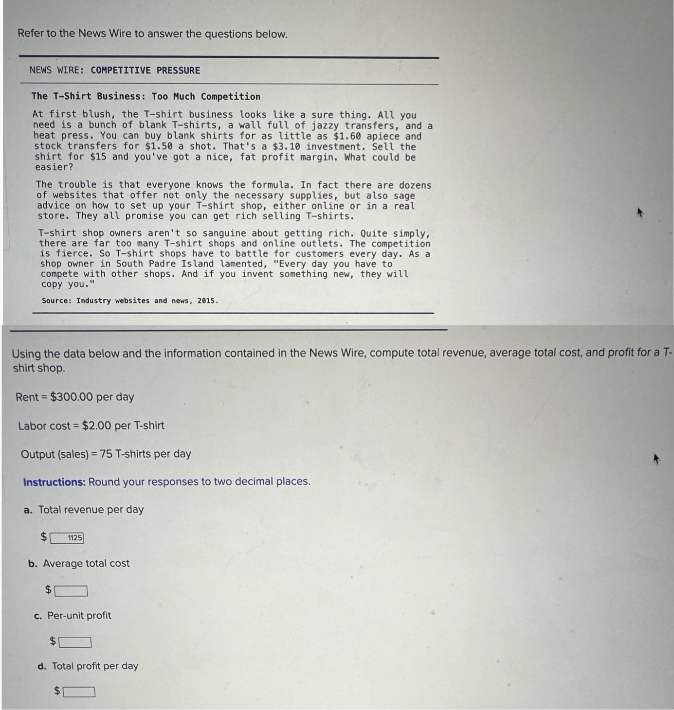 Solved How to solve Refer to the News Wire to answer the | Chegg.com