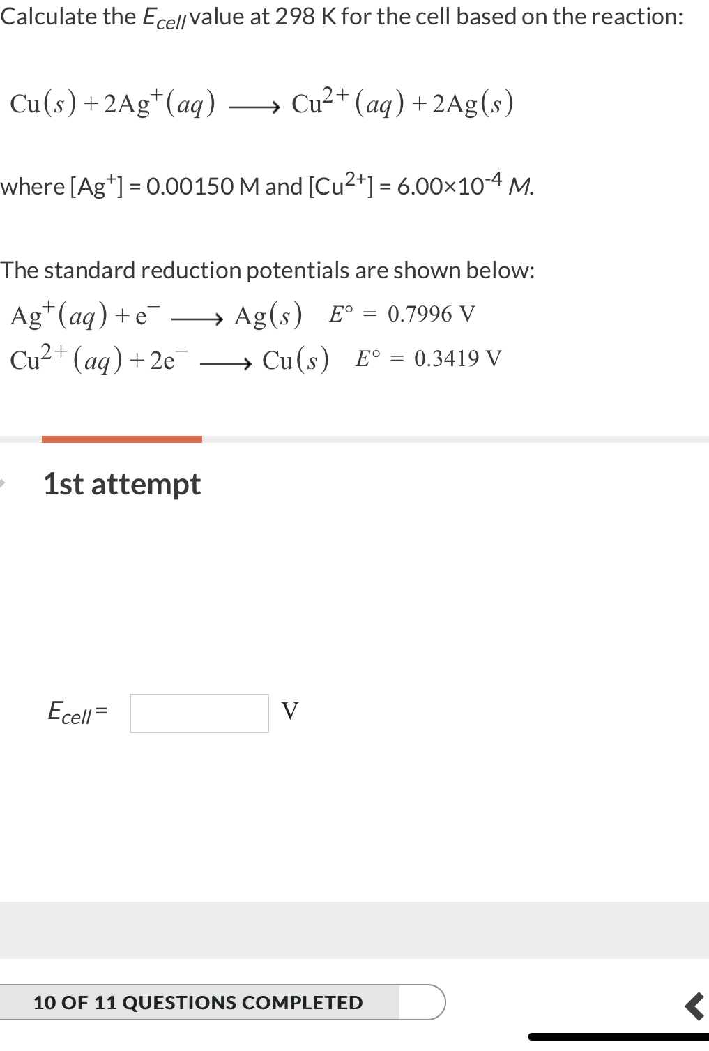 Solved Calculate the Ece?? ﻿value at 298K ﻿for the cell | Chegg.com