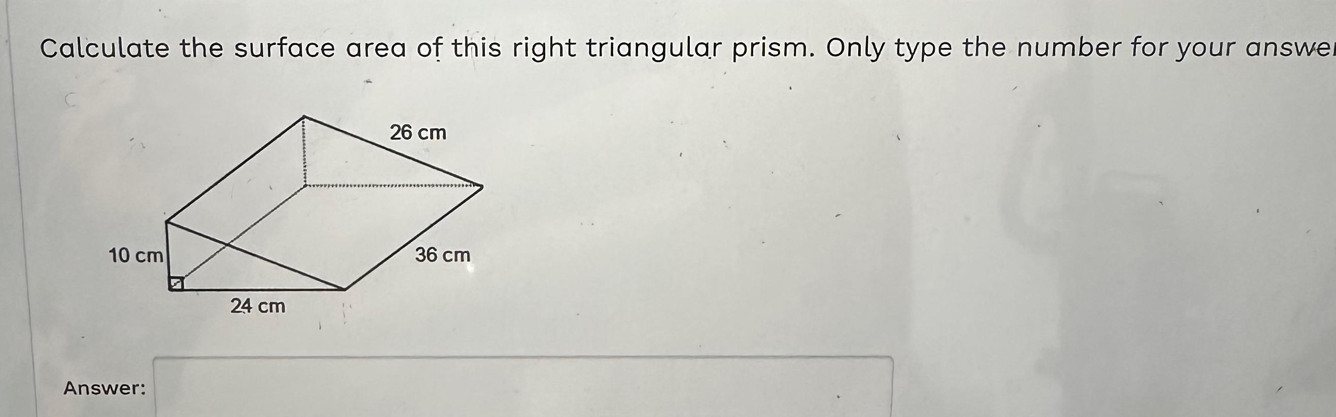 Solved Calculate the surface area of this right triangular | Chegg.com