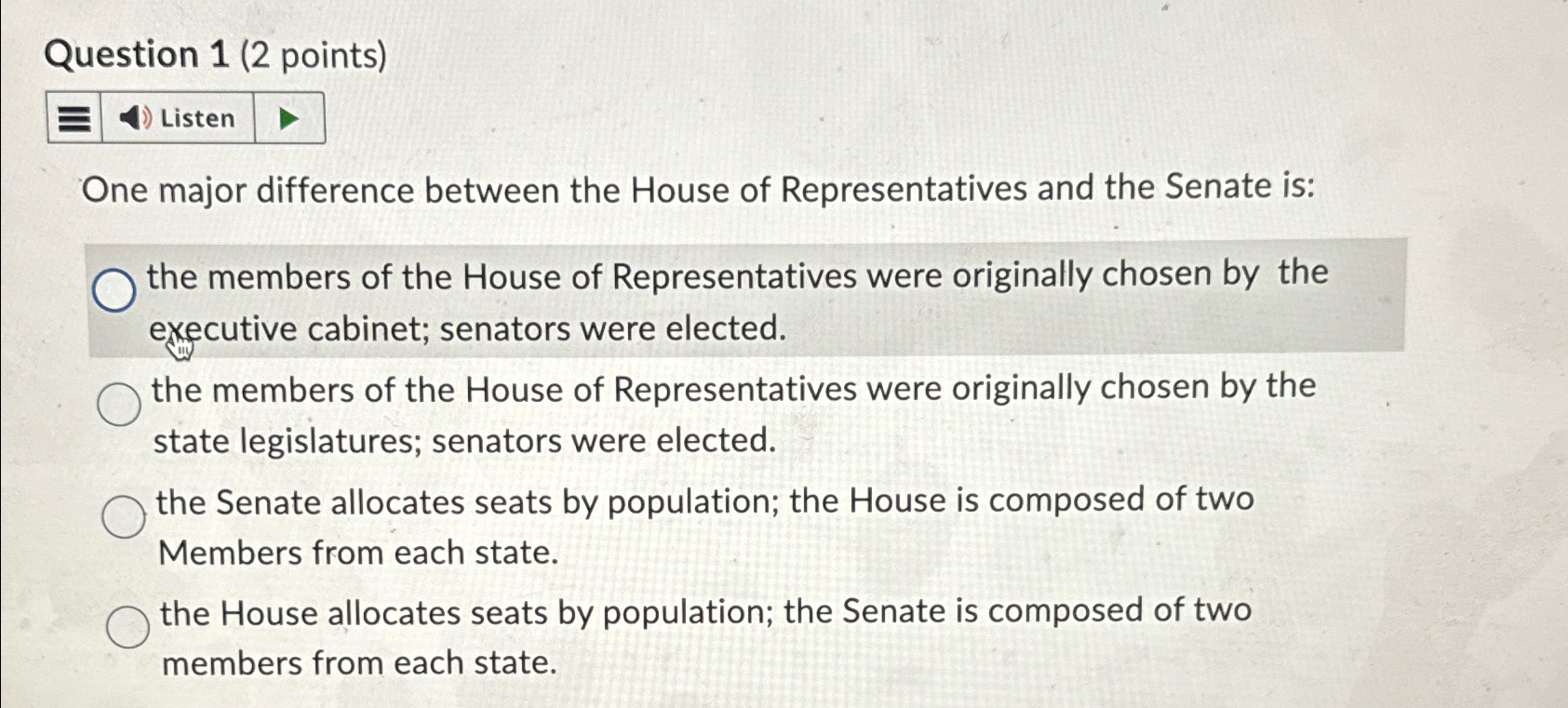 Solved Question 1 (2 ﻿points)One major difference between | Chegg.com