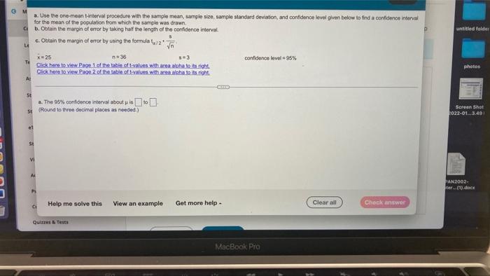 Solved a untitled folder Use the one mean tinterval | Chegg.com