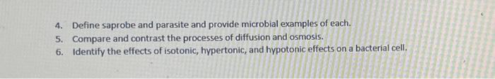Solved 4. Define saprobe and parasite and provide microbial | Chegg.com