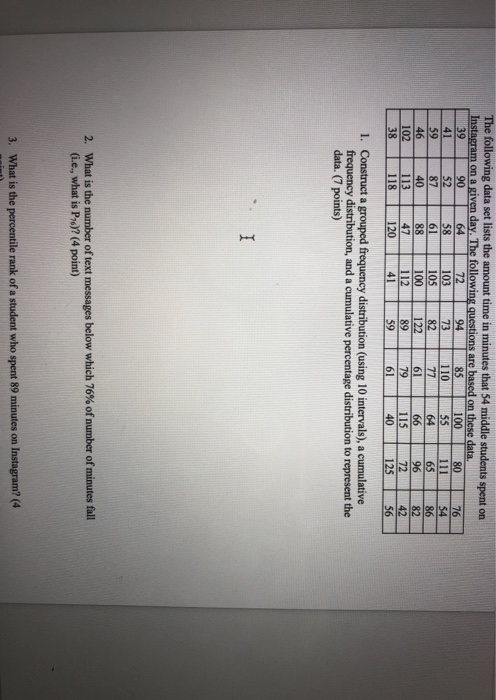 Solved 9 The following data set lists the amount time in | Chegg.com