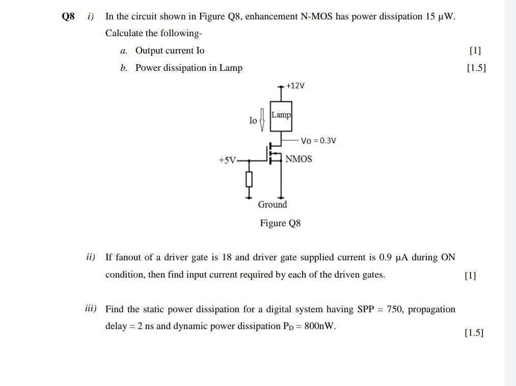 Solved Q8 i) In the circuit shown in Figure Q8, enhancement | Chegg.com