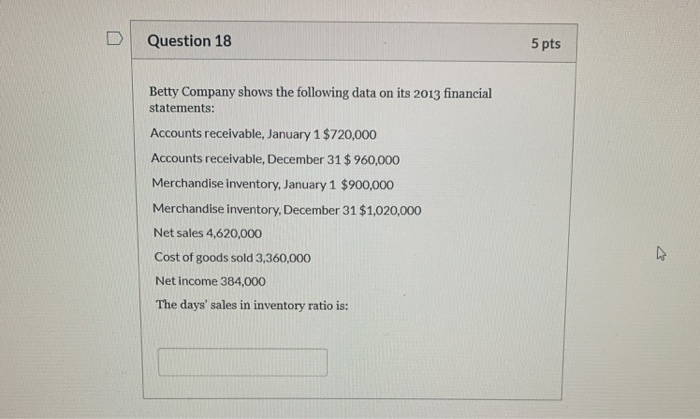 Solved Question 14 5 pts The following data were abstracted | Chegg.com
