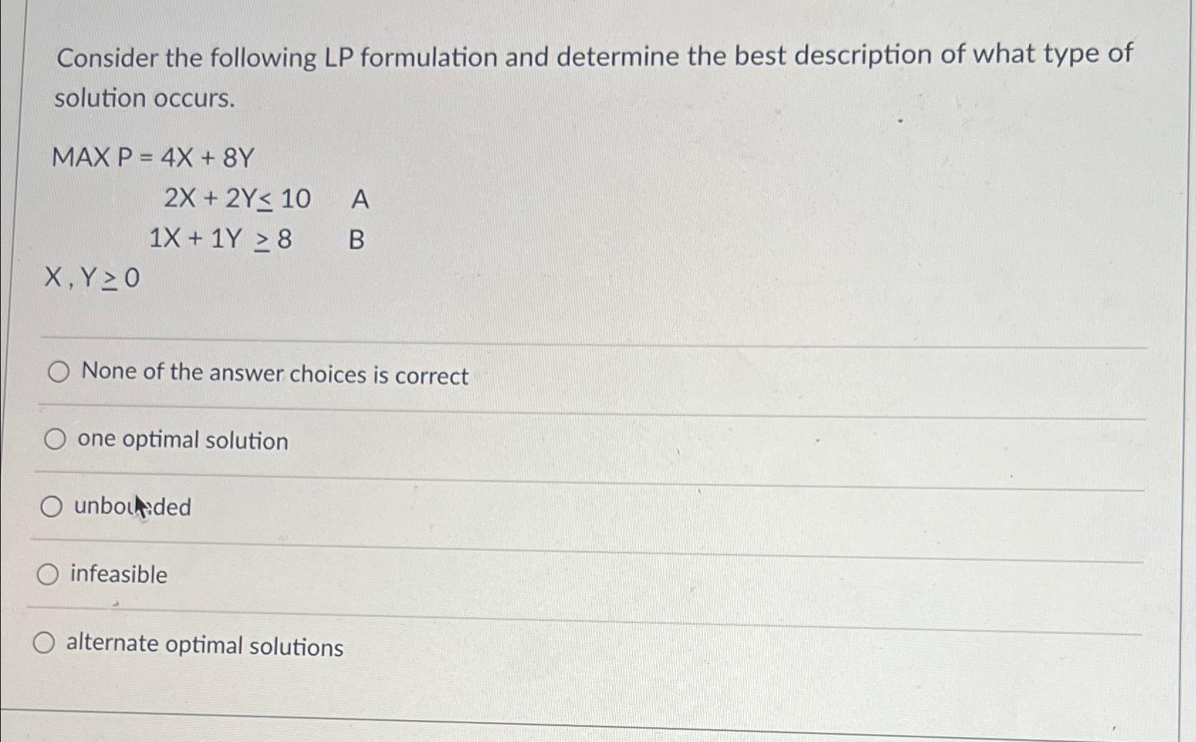 Solved Consider the following LP formulation and determine | Chegg.com