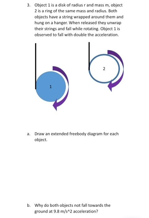 Solved 3. Object 1 is a disk of radius r and mass m, object | Chegg.com