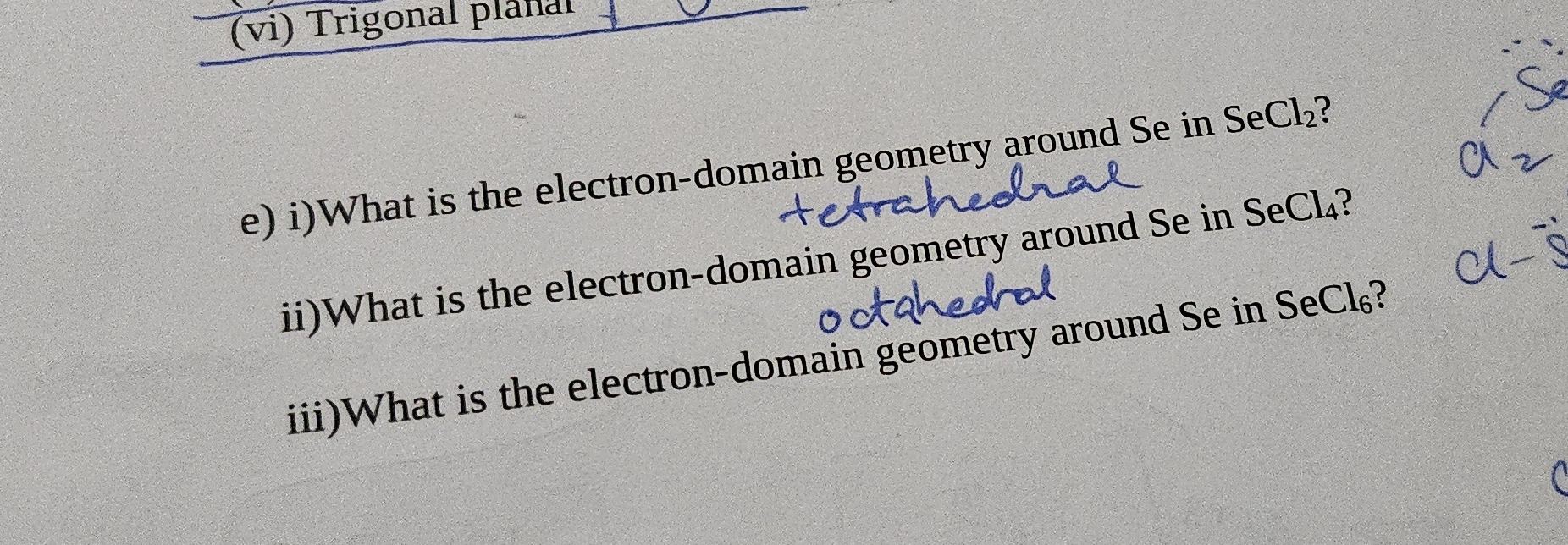 Solved E ﻿i ﻿what Is The Electron Domain Geometry Around 1043
