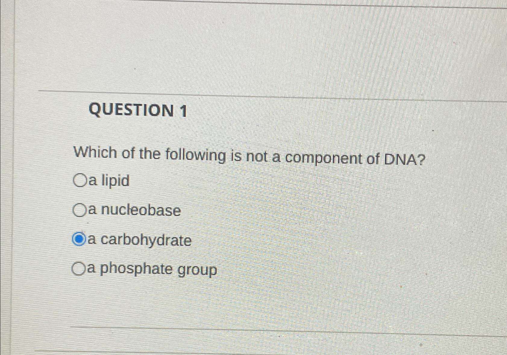 Solved QUESTION 1Which of the following is not a component | Chegg.com