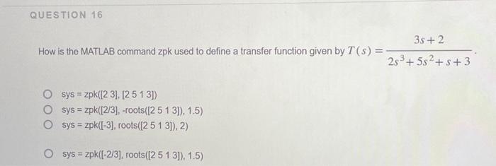 Given The State Space Model Find The Transfer