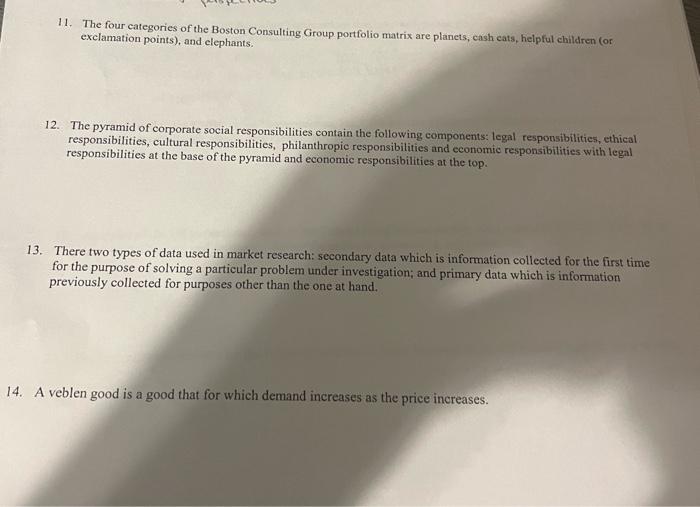 Solved PART ONE: Is the Statement True or False? Why? | Chegg.com