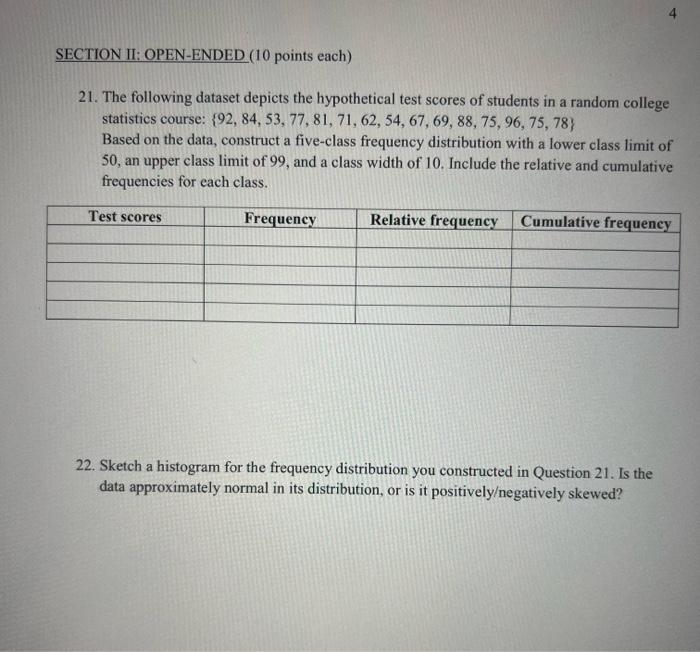 Solved SECTION II: OPEN-ENDED (10 points each) a 21. The | Chegg.com