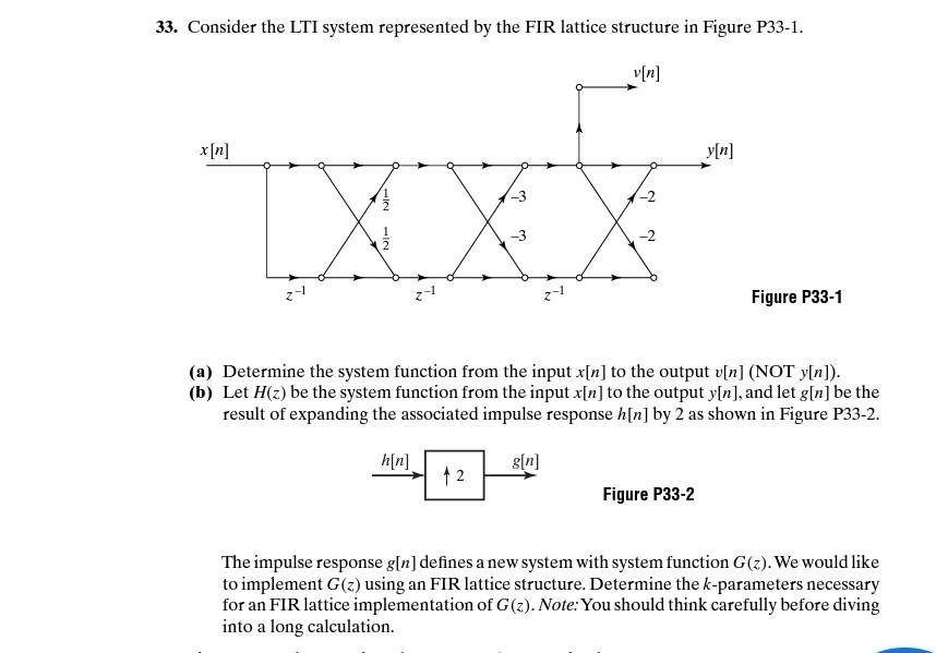Solved 33. Consider the LTI system represented by the FIR | Chegg.com Solved 33. Consider the LTI system represented by the FIR | Chegg.com