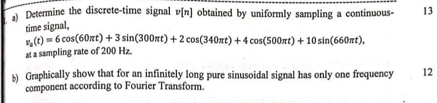 Solved a) Determine the discrete-time signal v[n] obtained | Chegg.com