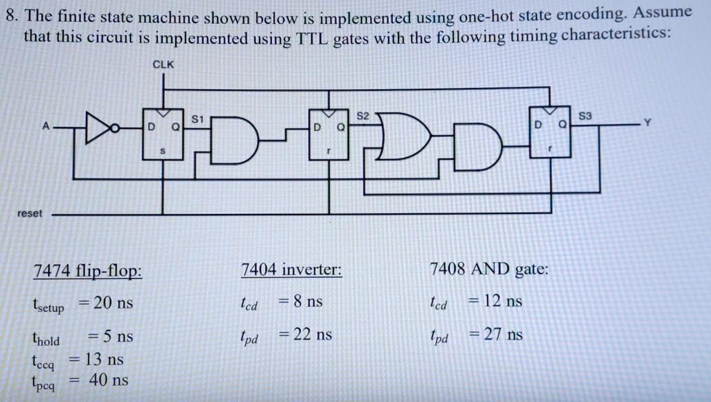 Solved 8. The finite state machine shown below is | Chegg.com