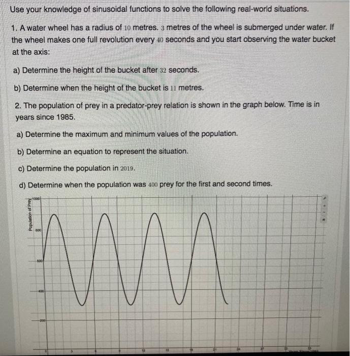 Solved Use your knowledge of sinusoidal functions to solve | Chegg.com