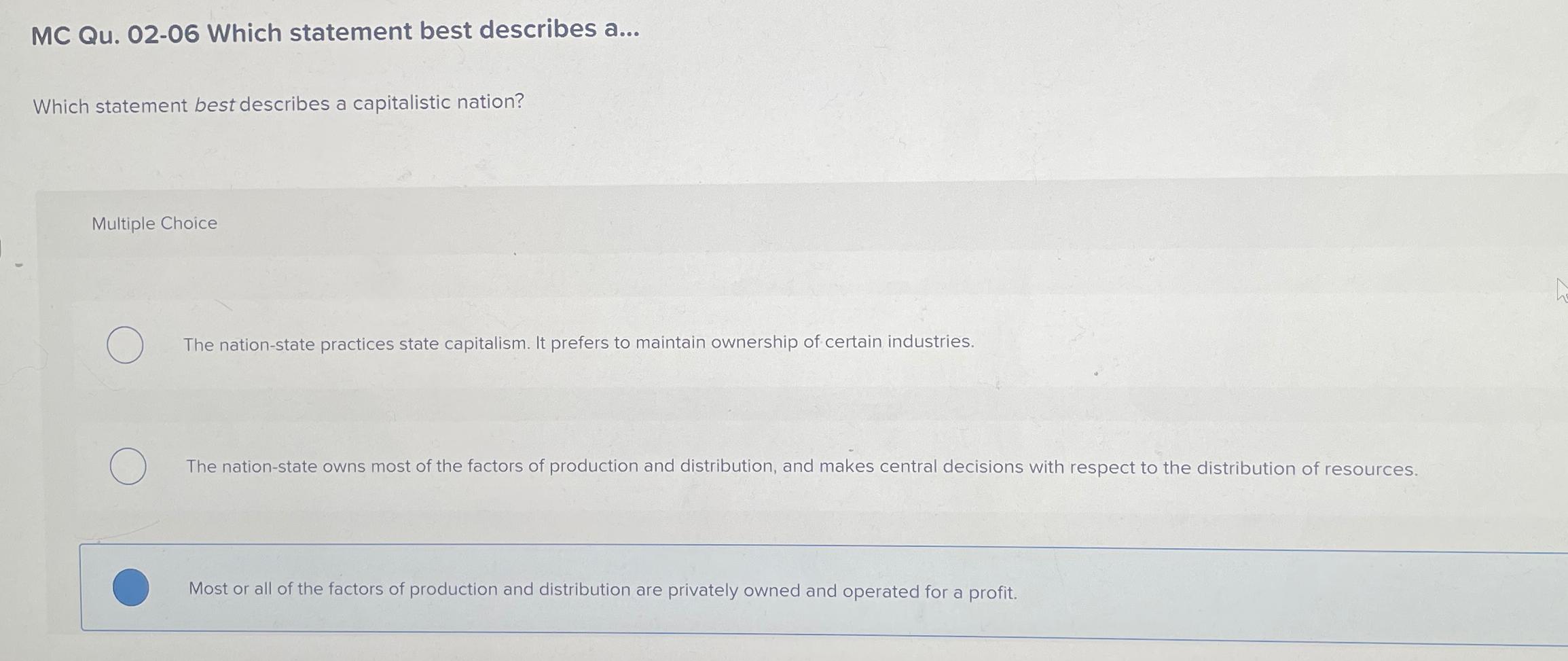 Solved MC Qu. 02-06 ﻿Which statement best describes | Chegg.com