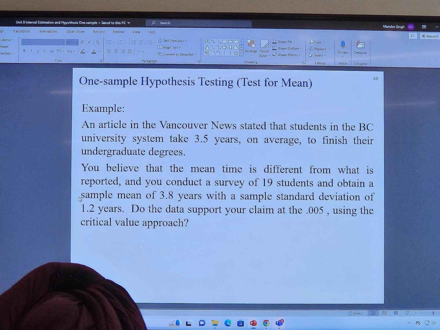 Solved One-sample Hypothesis Testing (Test for Mean) | Chegg.com