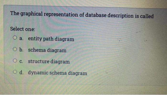Solved The graphical representation of database description | Chegg.com