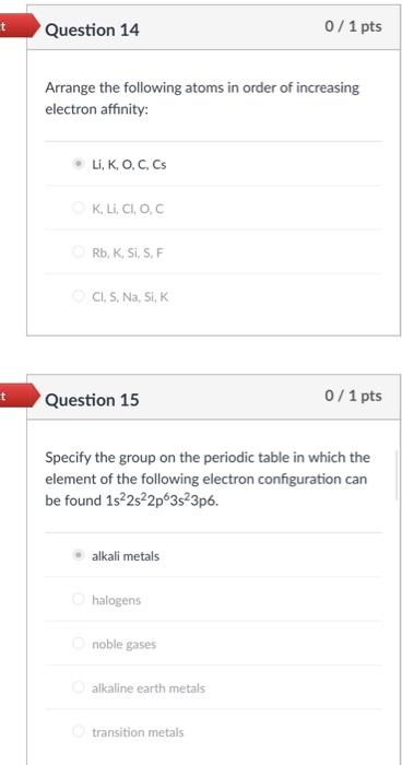 Solved Arrange the following atoms in order of increasing | Chegg.com