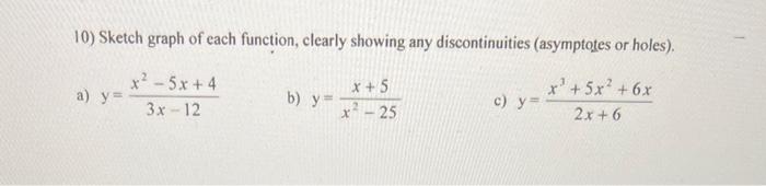 Solved 10) Sketch graph of each function, clearly showing | Chegg.com