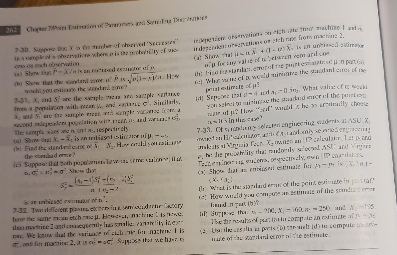 Solved Chapter 7/Point Estimation of Parameters and Sampling | Chegg.com