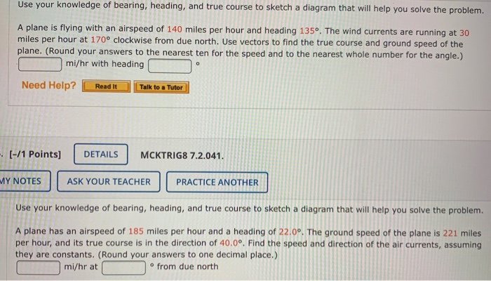 Use your knowledge of bearing, heading, and true | Chegg.com