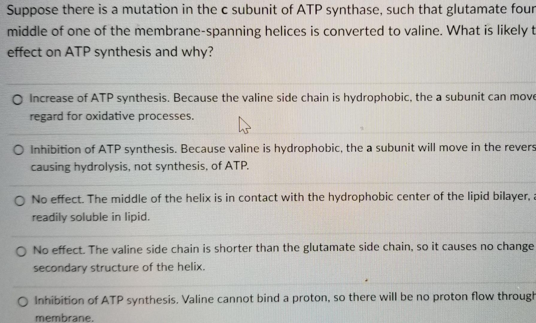 Solved Question 32 are components of the F1 subunit of ATP | Chegg.com