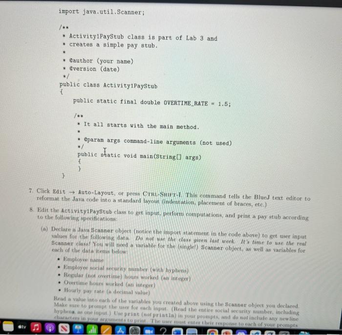 Solved import java, util. Scanner; * Activity1PayStub class | Chegg.com