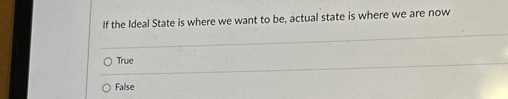 Solved If the Ideal State is where we want to be, ﻿actual | Chegg.com