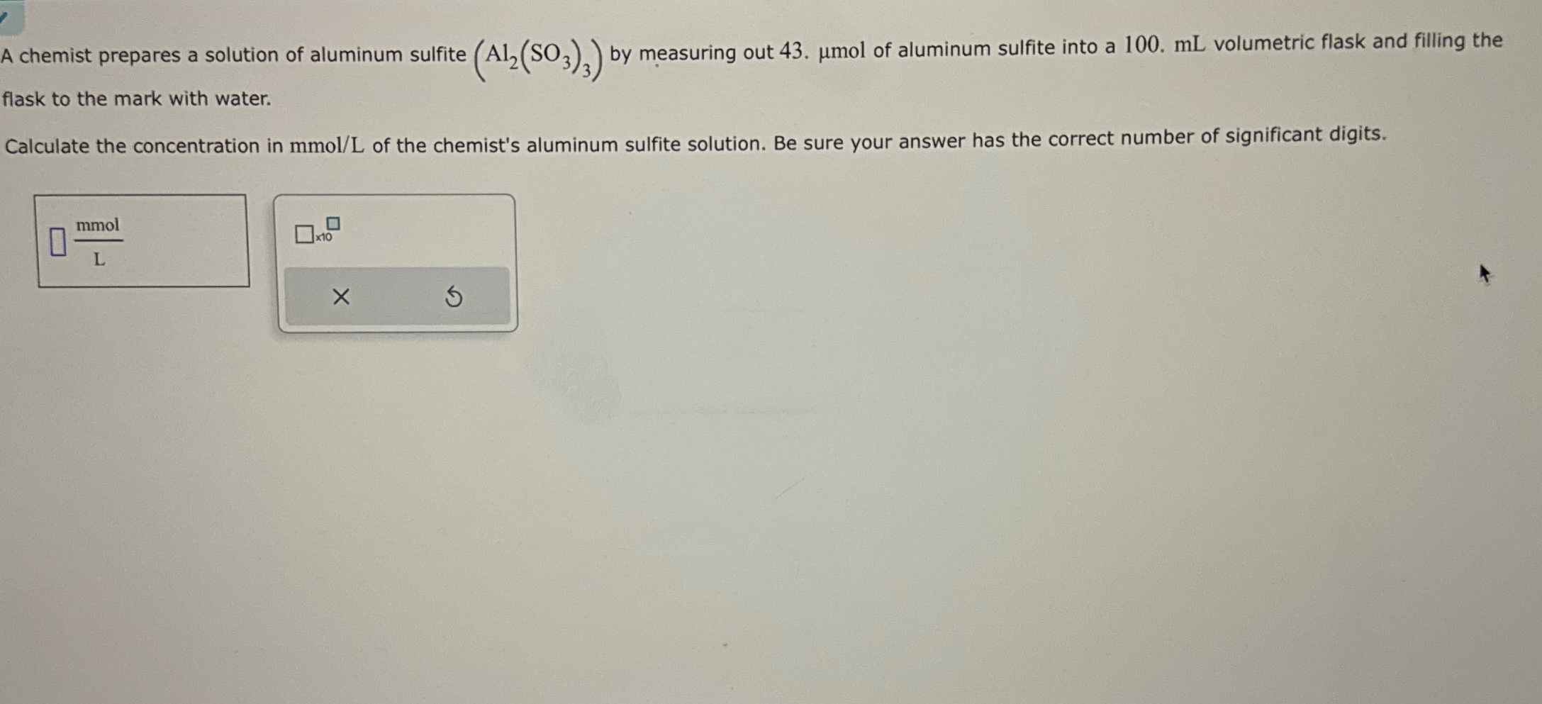 Solved A chemist prepares a solution of aluminum sulfite | Chegg.com