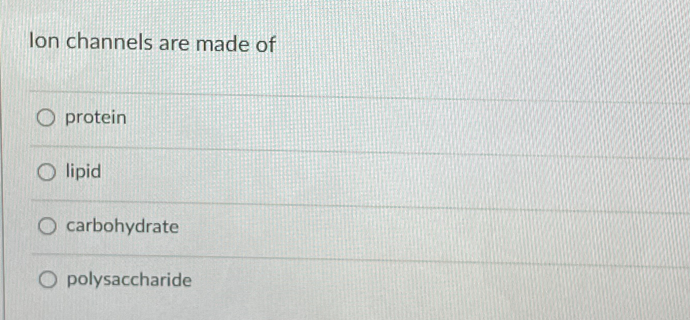 Solved Ion channels are made | Chegg.com