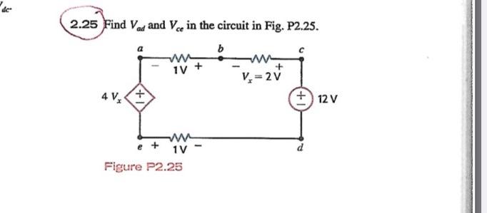Solved 2.25 Find Vad and Vce in the circuit in Fig. P2.25. | Chegg.com