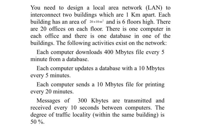 Solved You need to design a local area network (LAN) to | Chegg.com