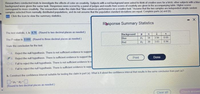 Solved An experiment was conducted to determine whether | Chegg.com