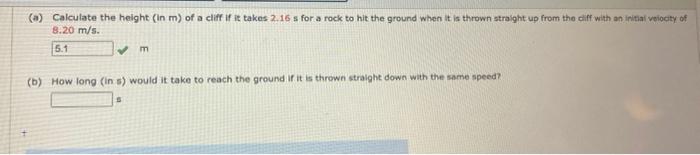 Solved (a) Calculate the height ( In m) of a cliff if it | Chegg.com