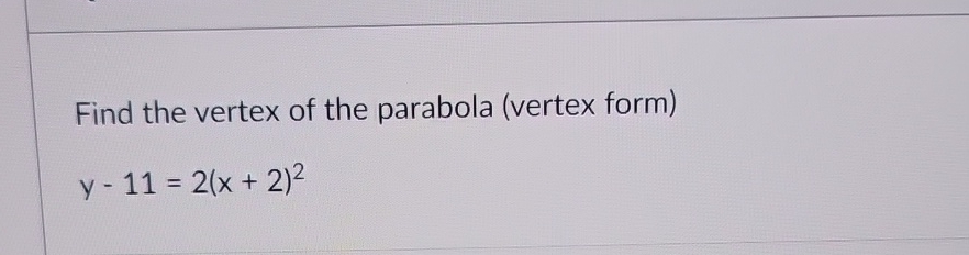 Solved Find the vertex of the parabola (vertex | Chegg.com