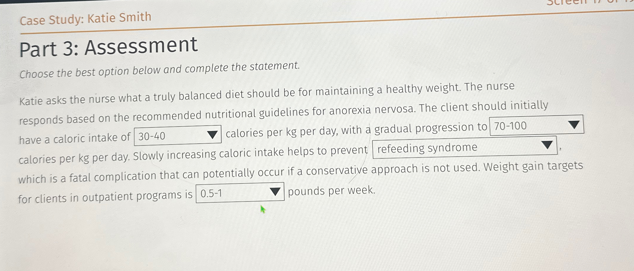 Solved Case Study: Katie SmithPart 3: Assessmentchoose the | Chegg.com