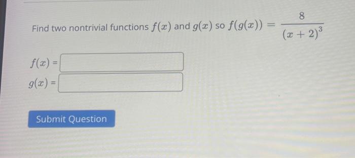 Solved Find two nontrivial functions f(x) and g(x) so | Chegg.com