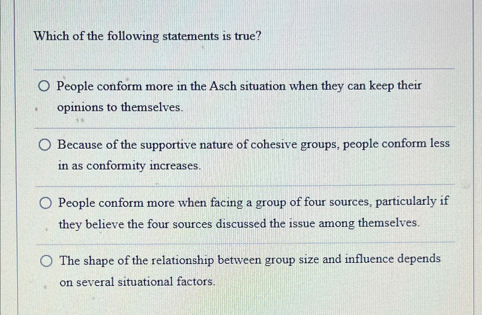 Solved Which of the following statements is true?People | Chegg.com