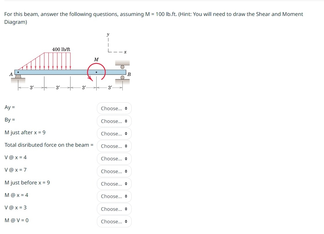 Solved For this beam, answer the following questions, | Chegg.com