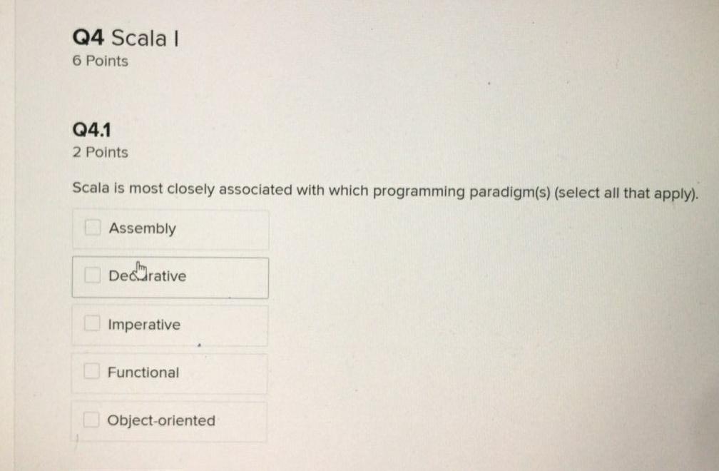 Solved Scala is most closely associated with which | Chegg.com