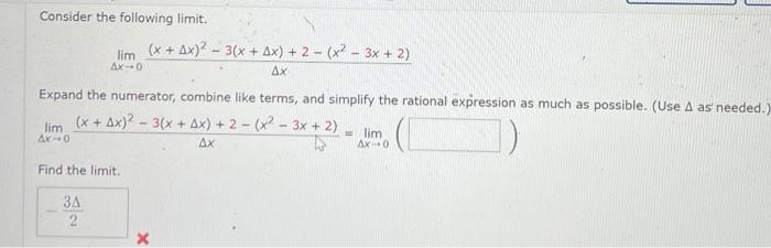 Solved Consider the following limit. | Chegg.com