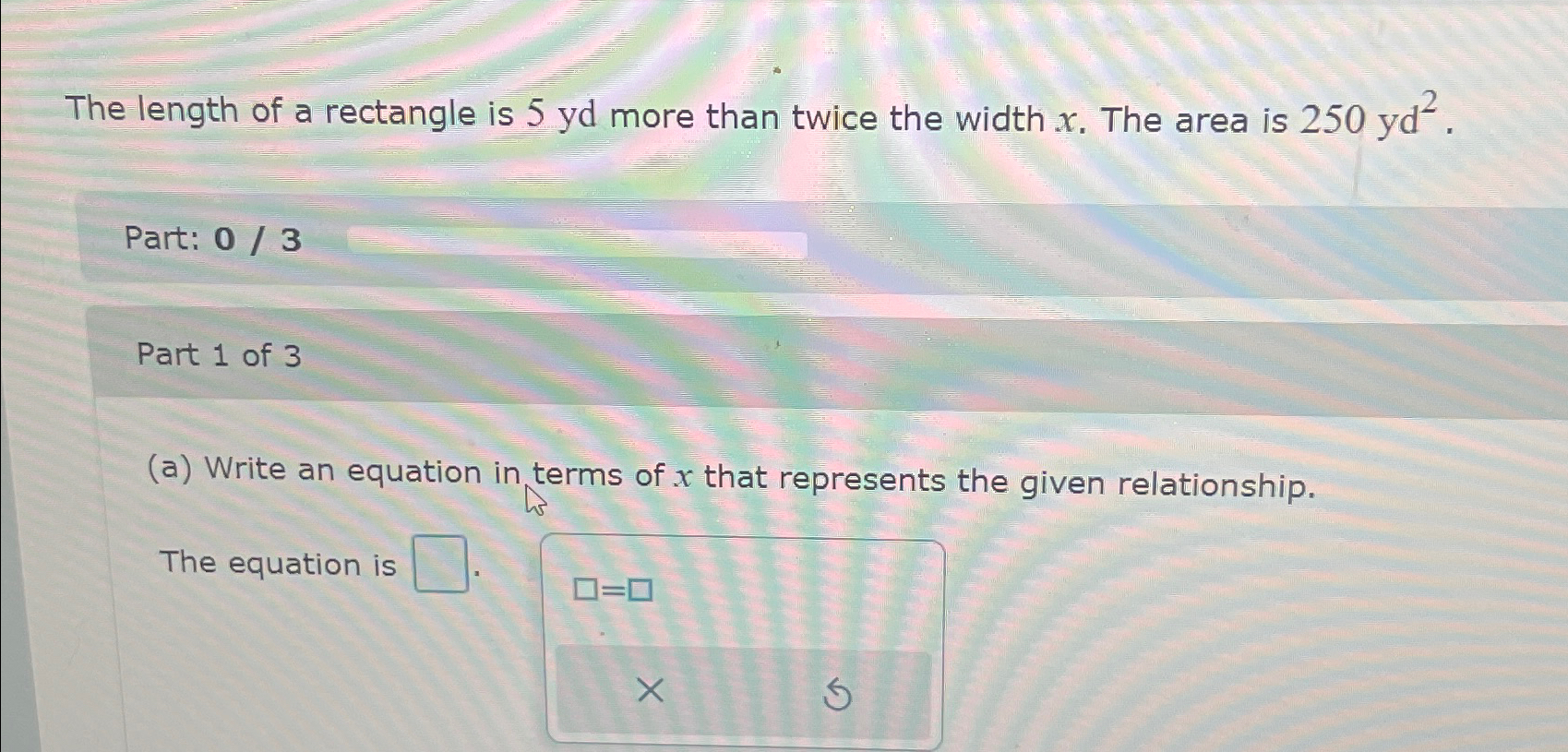 Solved The length of a rectangle is 5yd ﻿more than twice the | Chegg.com