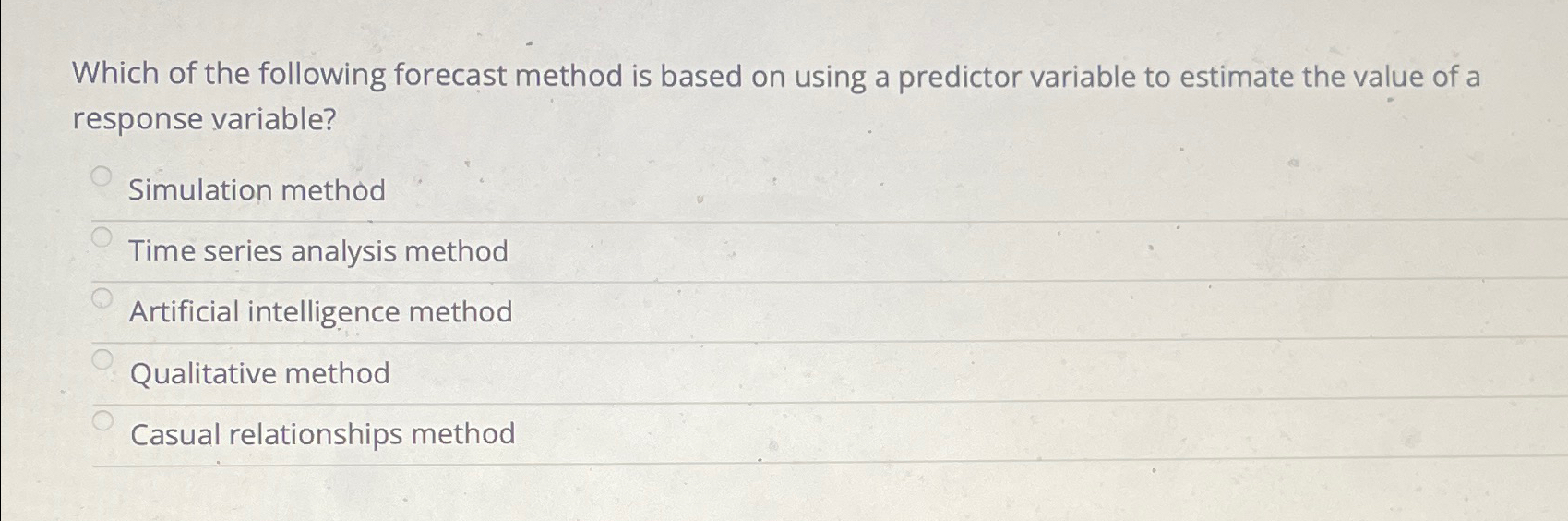 Solved Which of the following forecast method is based on | Chegg.com