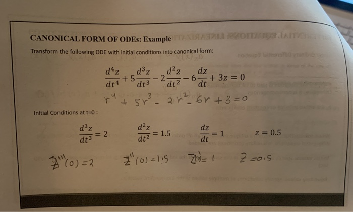 Solved CANONICAL FORM OF ODES: Example ADASIOITA Transform | Chegg.com