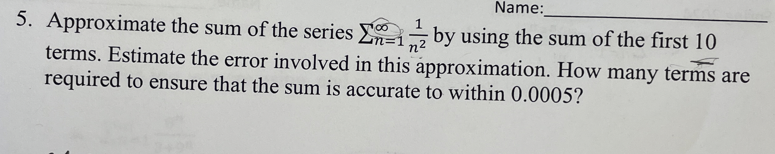 Solved Approximate the sum of the series ∑n=1∞1n2 ﻿by using | Chegg.com