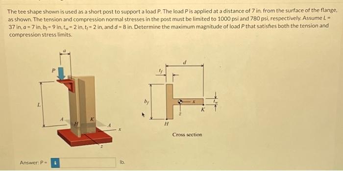 Solved The tee shape shown is used as a short post to | Chegg.com