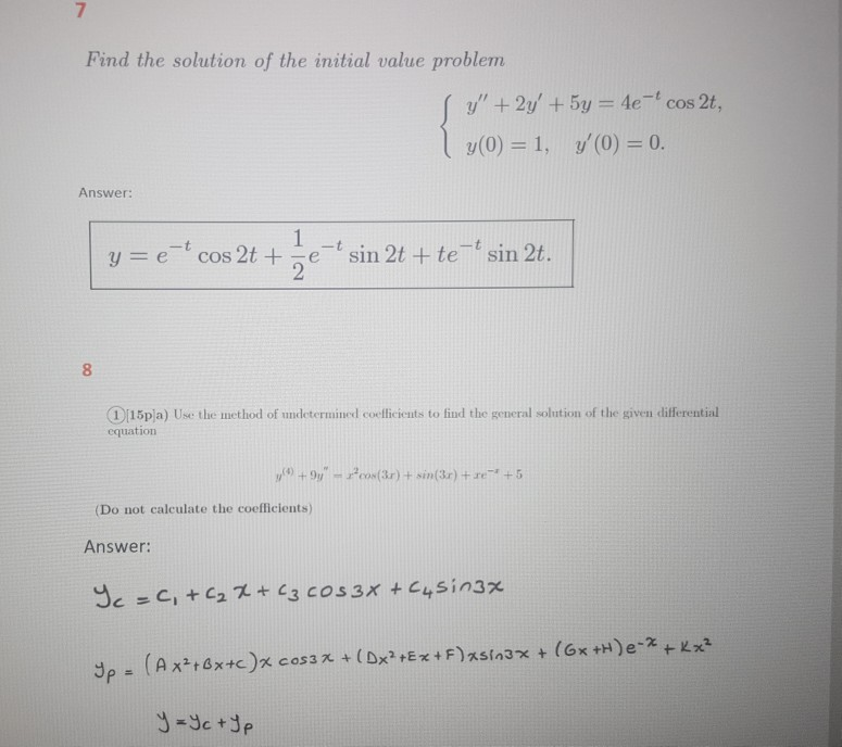 Solved Find the solution of the initial value problem y" + | Chegg.com