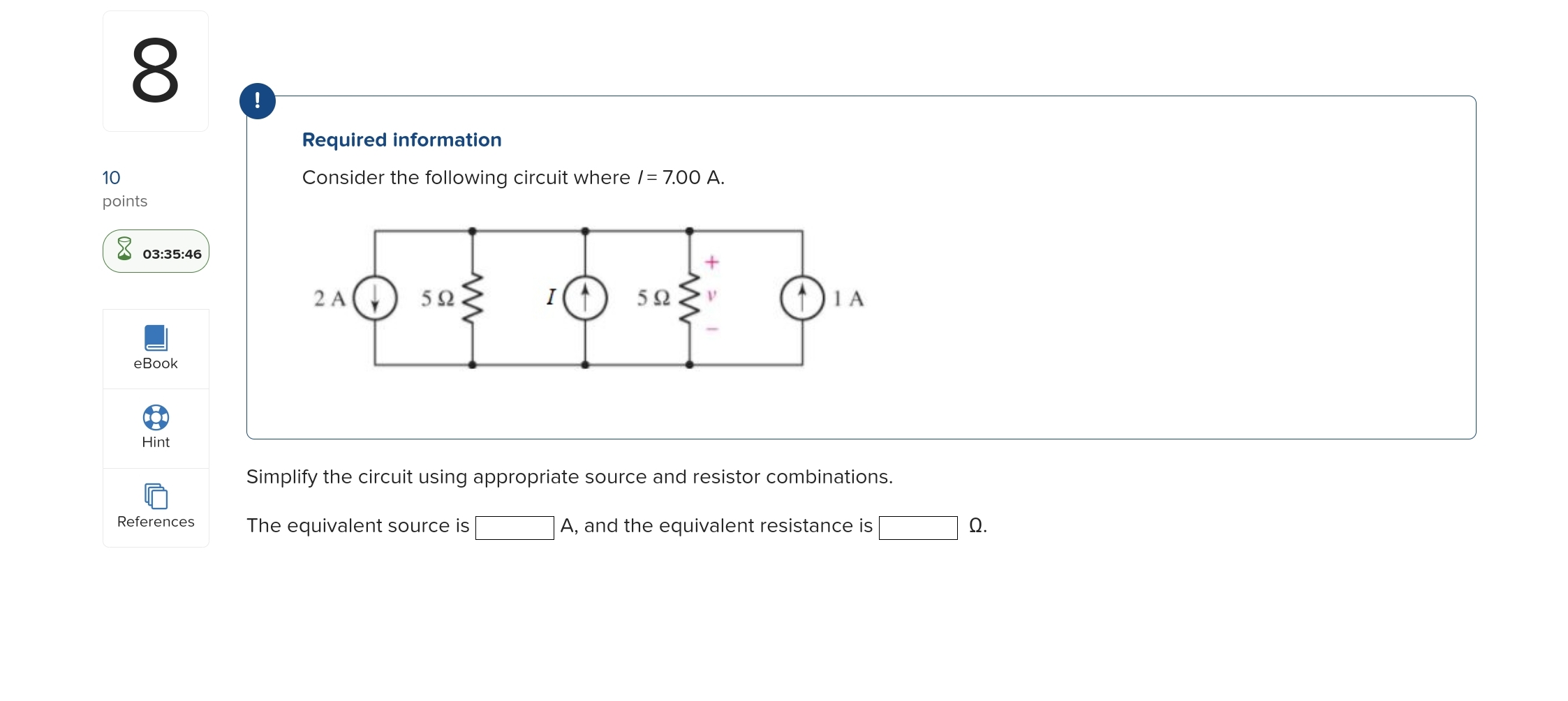 Solved The equivalent source isA, ﻿and the equivalent | Chegg.com